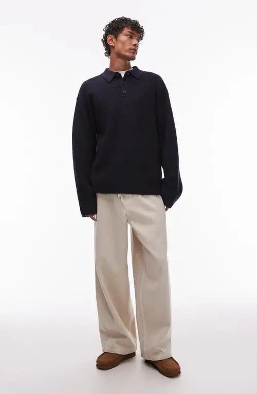 Topman Oversized Long Sleeve Sweater Polo