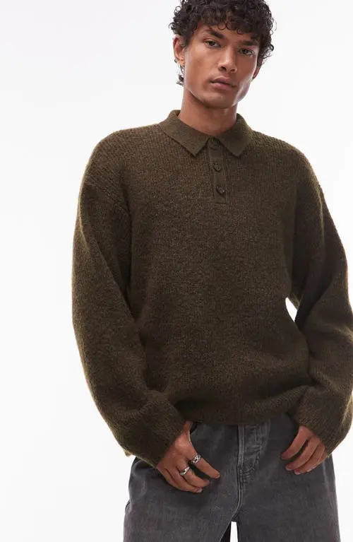 Topman Oversized Long Sleeve Sweater Polo