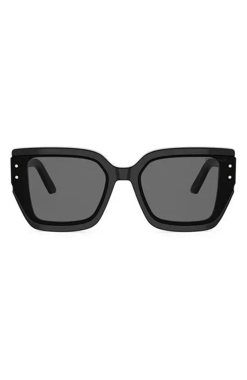 Dior Signature S14i 64mm Oversize Square Sunglasses - Shiny Black/smoke
