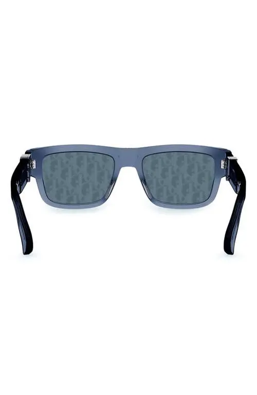 Dior Oblique S3i 52mm Rectangular Sunglasses - Blue/other/blue Mirror