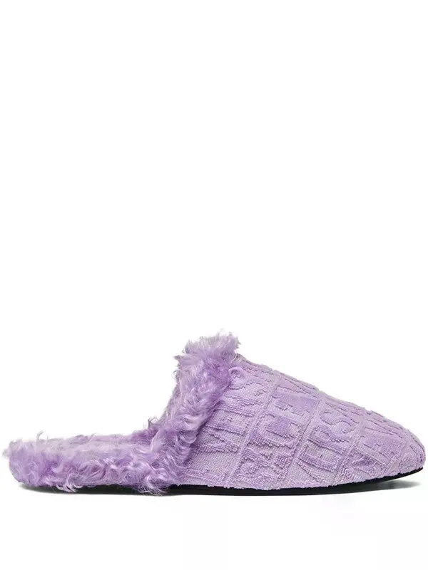 Versace Logo Jacquard Cotton Slippers - Purple