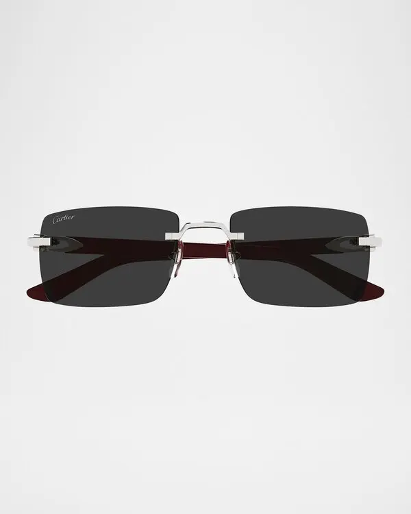 CARTIER Rimless Rectangle Sunglasses - Silver