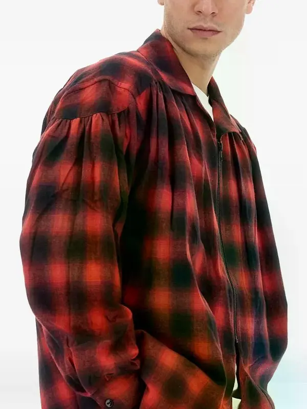 AIE Plaid-check Zip-up Shirt