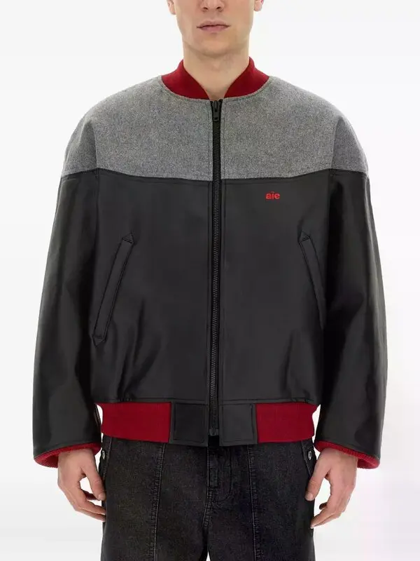 AIE Colour-block Bomber Jacket - Black