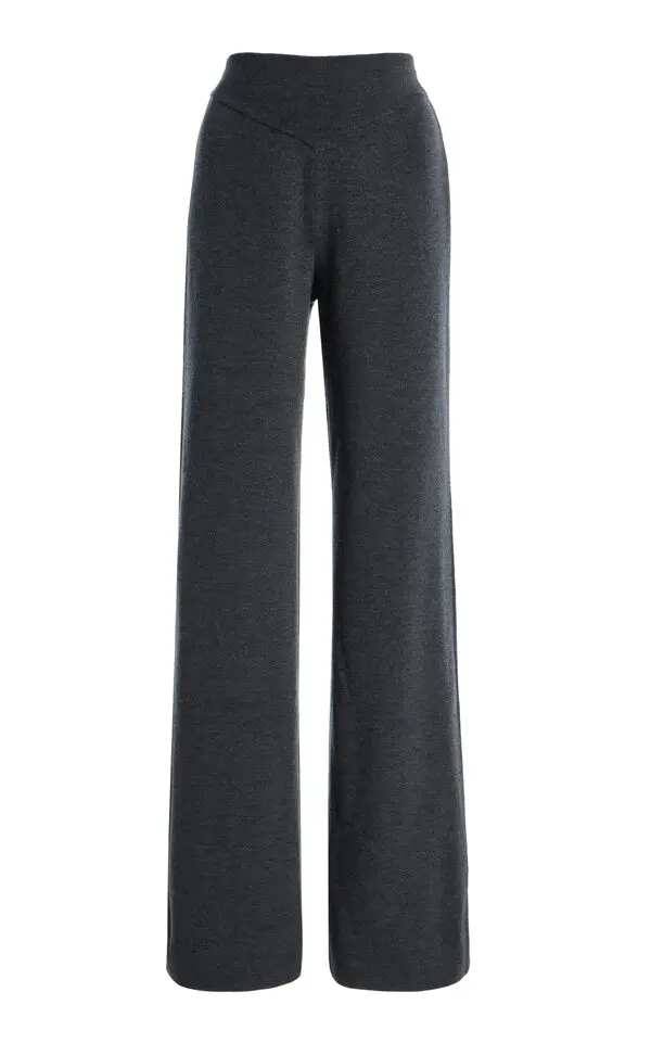 AYA MUSE Rye Knit Wool-silk Pants - Grey