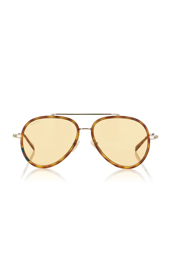 Gucci Aviator-frame Metal Sunglasses - Gold