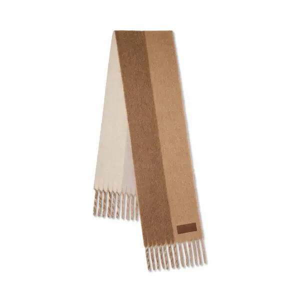 Mulberry Colour Block Textured Scarf - Camel & Eggshell Wool Blend