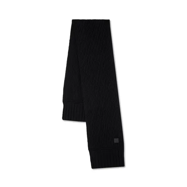 Mulberry Chunky Ribbed Scarf - Black Lambswool
