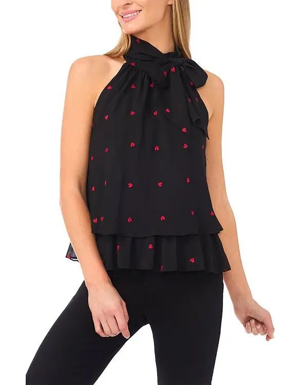 CECE DUPRAZ Tiered Halter Bow Tie Top