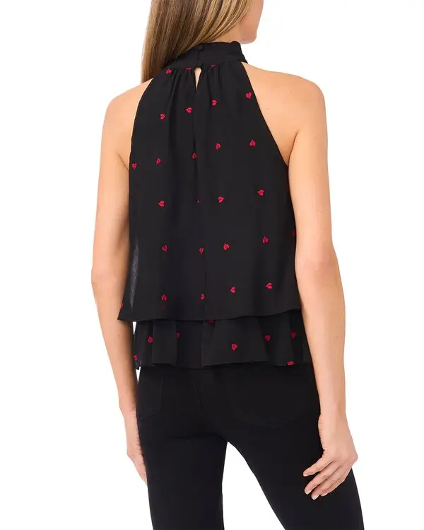 CECE DUPRAZ Tiered Halter Bow Tie Top