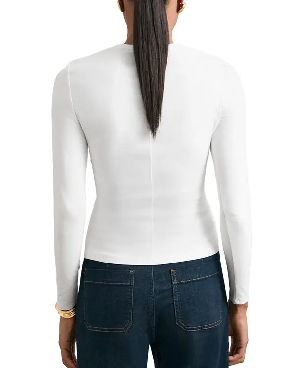 REISS Crewneck Long Sleeve Top - White