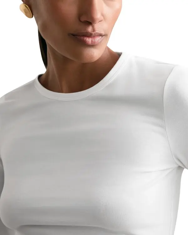 REISS Crewneck Long Sleeve Top - White