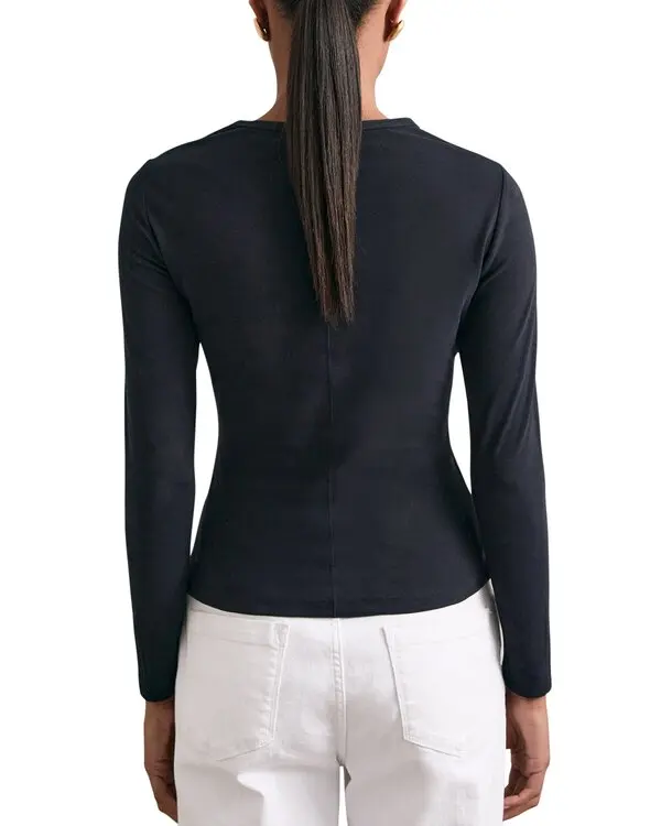 REISS Crewneck Long Sleeve Top - Black