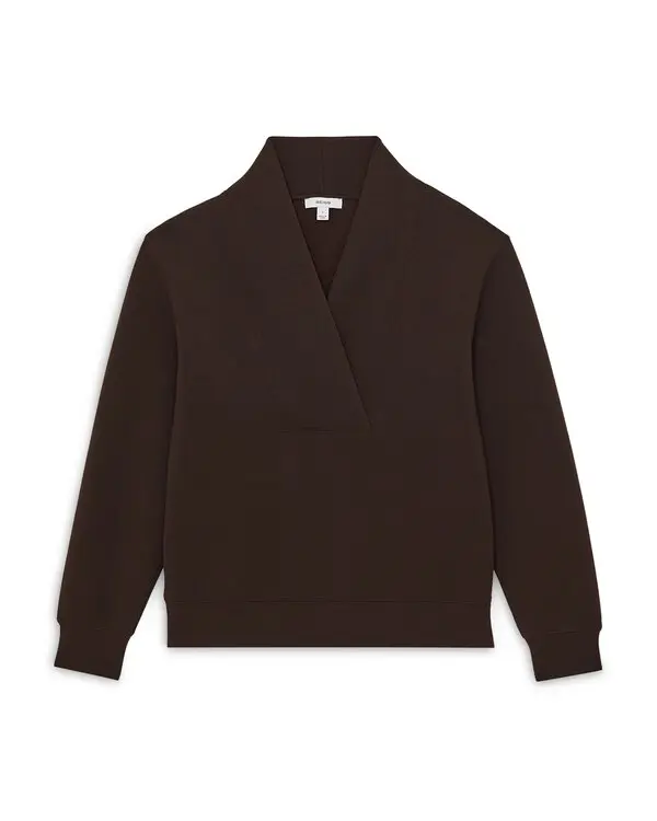 REISS Shawl Neck Top - Dark Chocolate