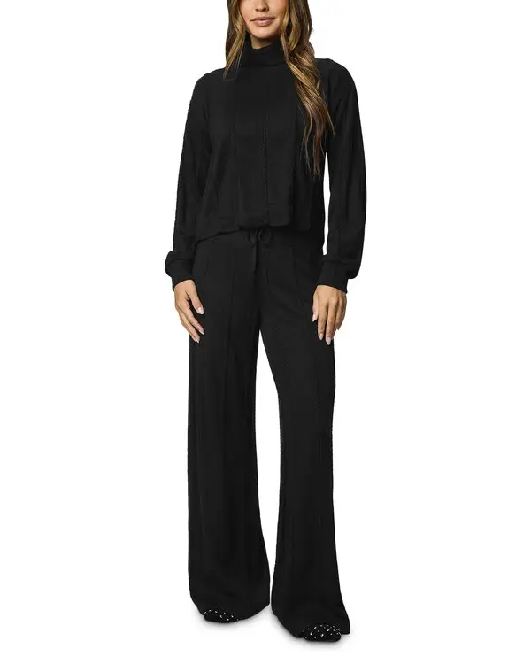 Splendid Cable Lounge Wide Leg Pants - Black