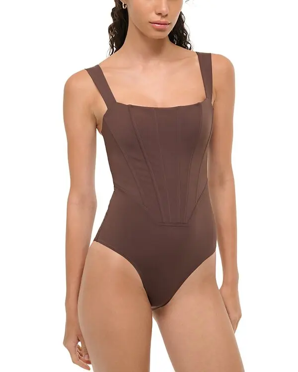 Staud Adelaide One Piece Swimsuit - Dark Chocolate