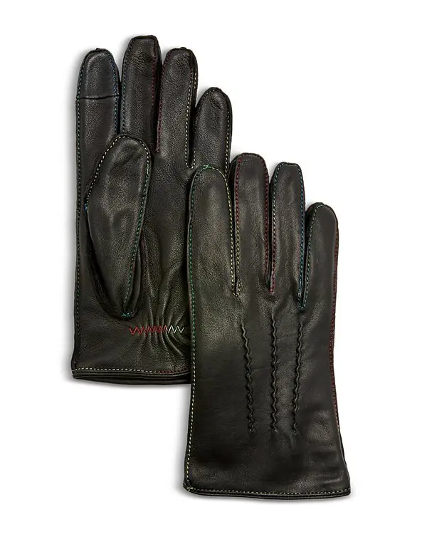 Kurt Geiger Stitched Leather Gloves - Black
