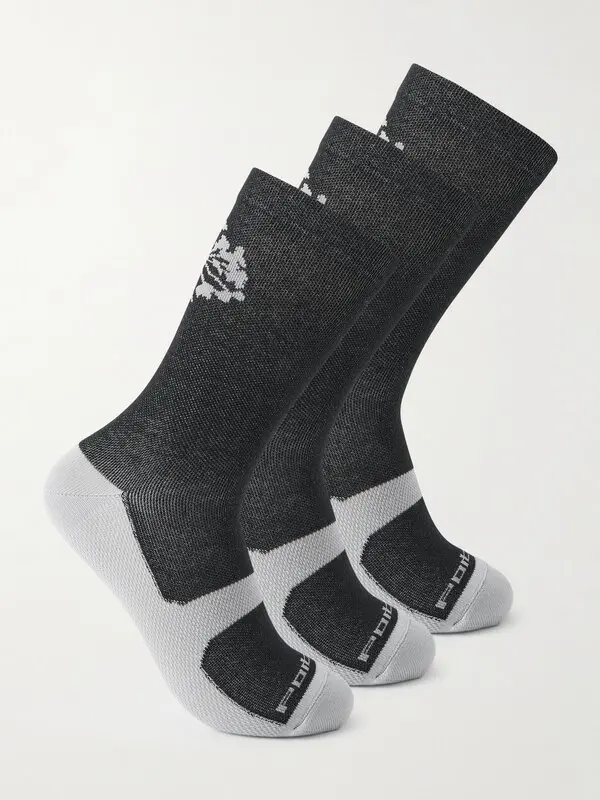 PORTAL Pattern Active Jacquard-knit Socks Three-pack - Black