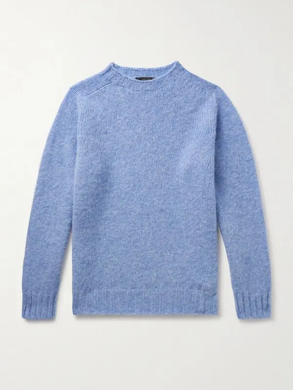 BEAMS Shaggy Bernard Wool Sweater - Blue