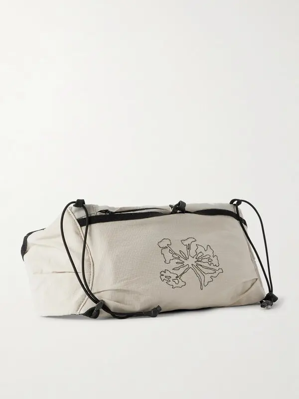 PORTAL Borders Embroidered Ripstop-trimmed Mesh Belt Bag - Neutrals