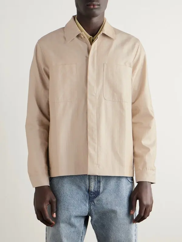 Frescobol Carioca Fonted Herringbone Cotton Overshirt