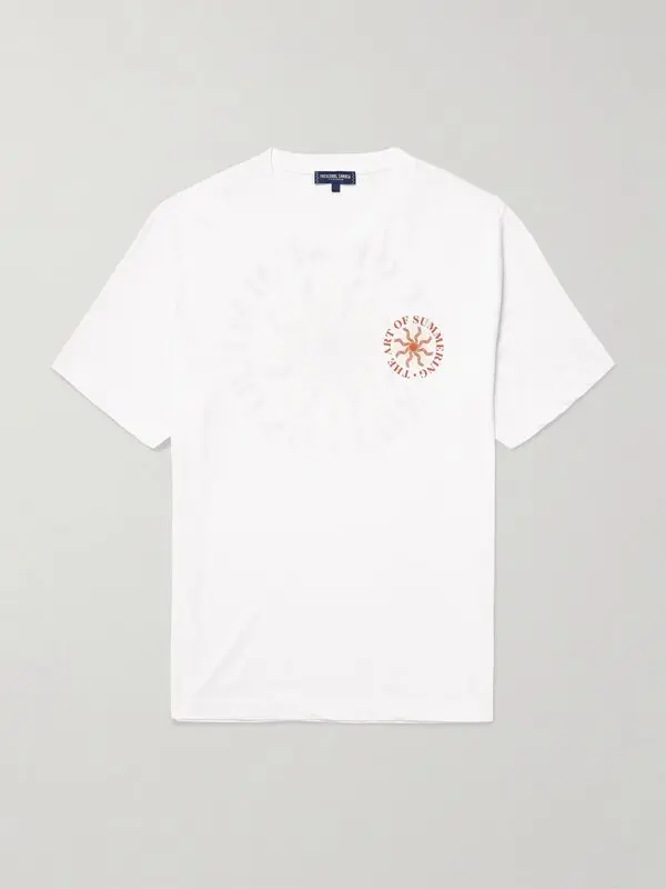 Frescobol Carioca Dinis Clube De Praia Printed Cotton And Linen-blend Jersey T-shirt