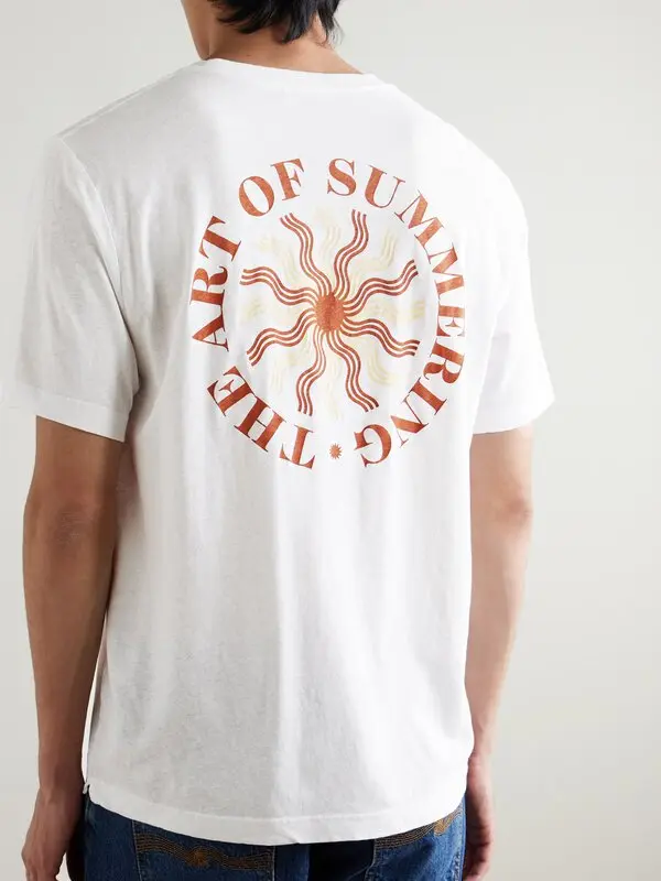 Frescobol Carioca Dinis Clube De Praia Printed Cotton And Linen-blend Jersey T-shirt