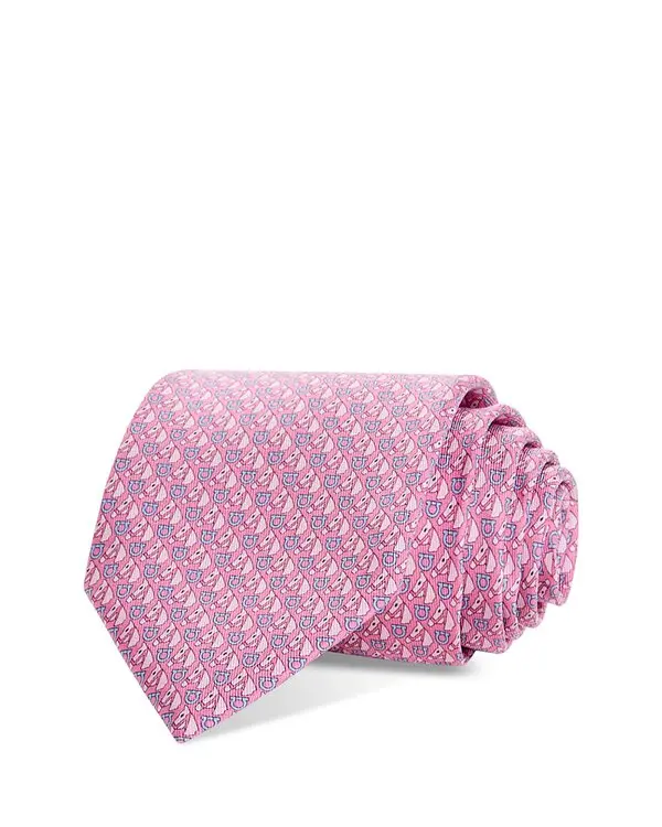 FERRAGAMO Silk Gancini Horse Neck Tie - Rosa