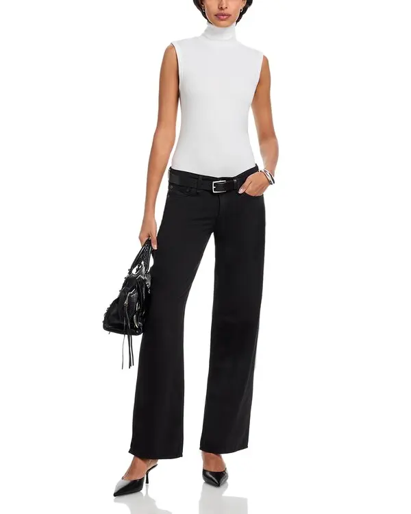 Rag & Bone Featherweight Cam Low Rise Full Length Relaxed Straight Leg Jeans In Wash - Black