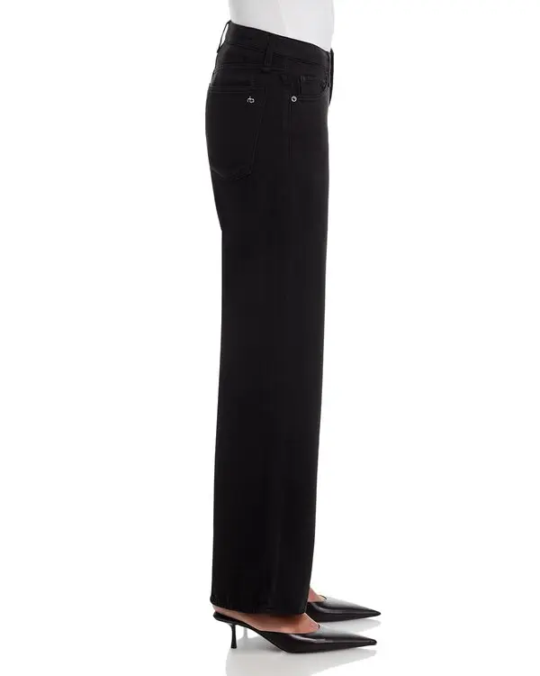 Rag & Bone Featherweight Cam Low Rise Full Length Relaxed Straight Leg Jeans In Wash - Black