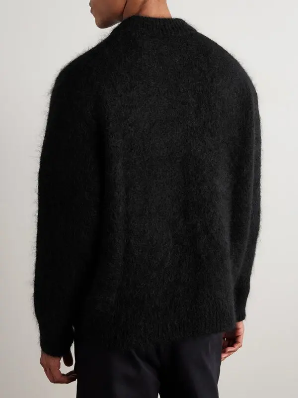 AMOMENTO Brushed-knit Mock-neck Relaxed Sweater