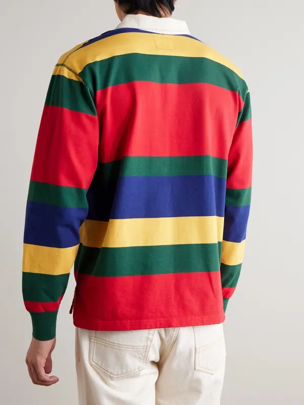 DRAKE'S Him Twill-trimmed Striped Cotton-jersey Polo Shirt