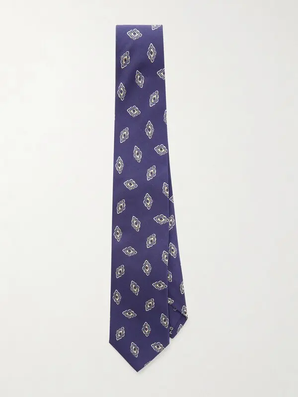 DRAKE'S Silk-habotai Standard Neck Tie - Blue