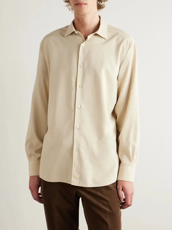 Zegna Spread-collar Mulberry Silk Shirt