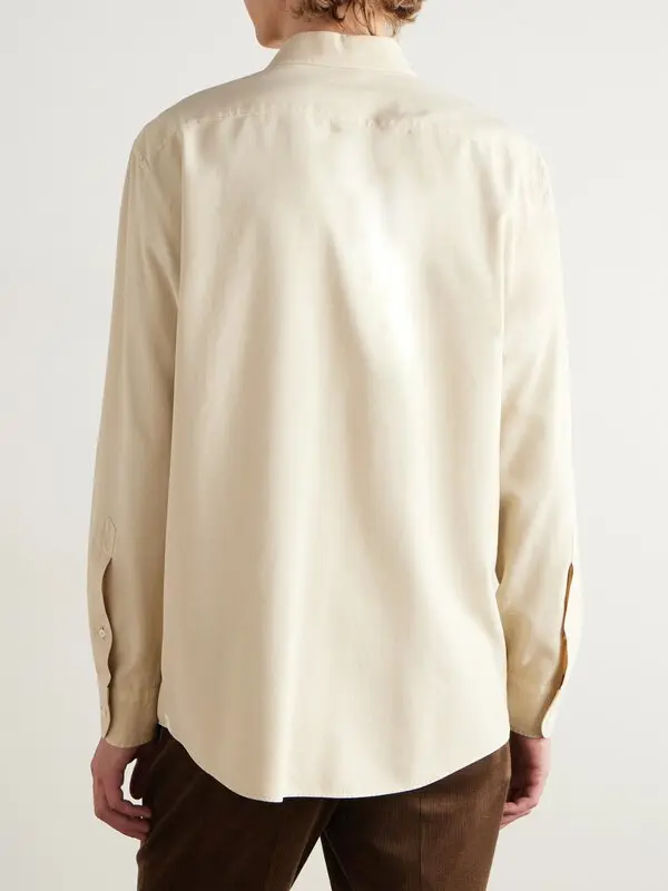 Zegna Spread-collar Mulberry Silk Shirt