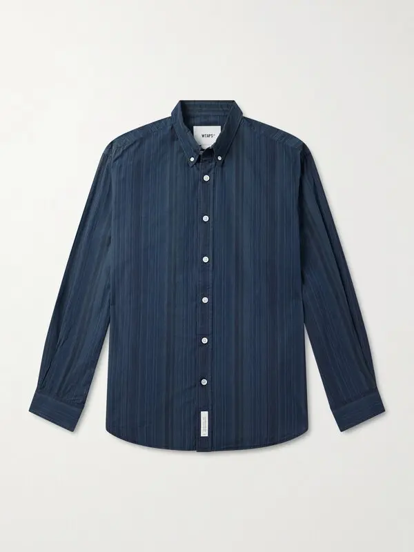 WTAPS Button-down Collar Striped Cotton-broadcloth Shirt