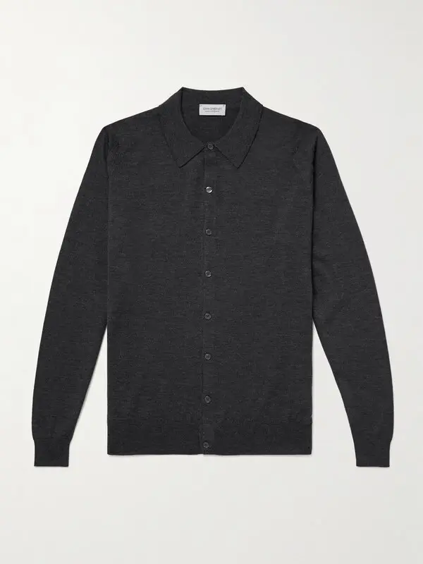 John Smedley Tibor Merino Wool Cardigan - Gray