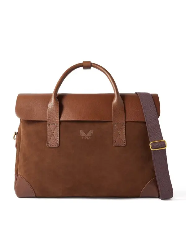 Bennett Winch Suede And Leather Briefcase - Brown