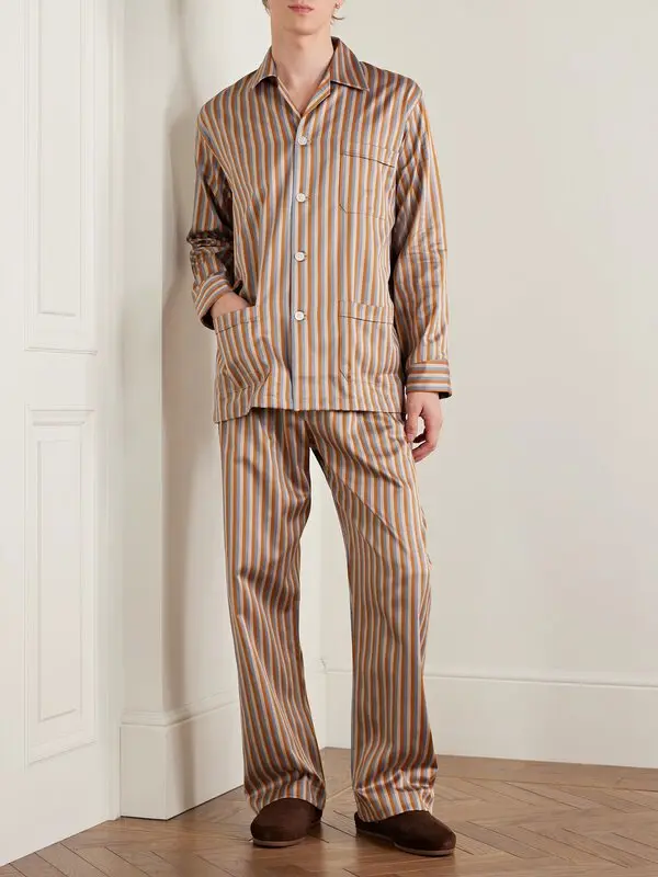 Derek Rose Wellington Striped Cotton-poplin Pyjama Set