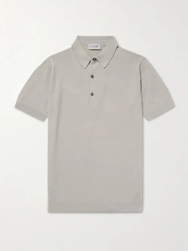 John Smedley Roth Slim-fit Sea Island Cotton Polo Shirt - Gray