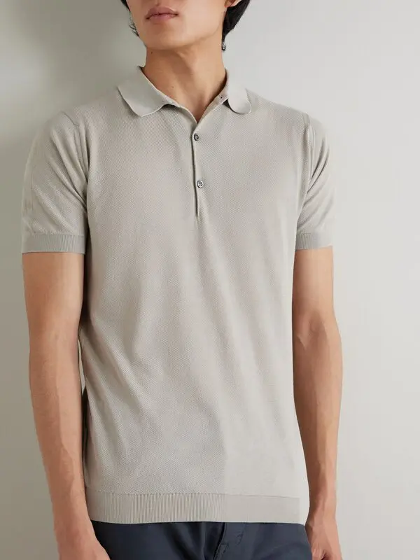 John Smedley Roth Slim-fit Sea Island Cotton Polo Shirt - Gray