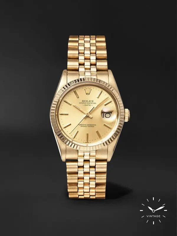 KEEPER VINTAGE 1980s Rolex Oyster Perpetual Date 34mm Watch - Gold