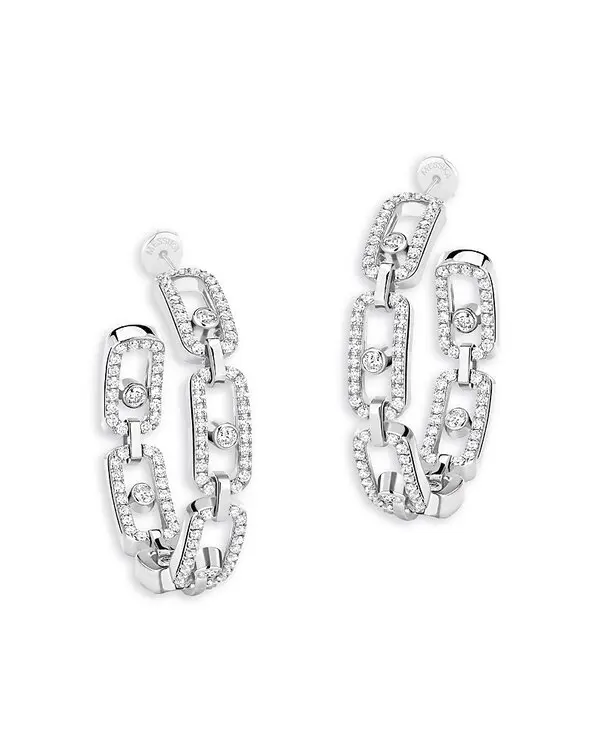 Messika 18k Move Link Diamond Hoop Earrings - White Gold