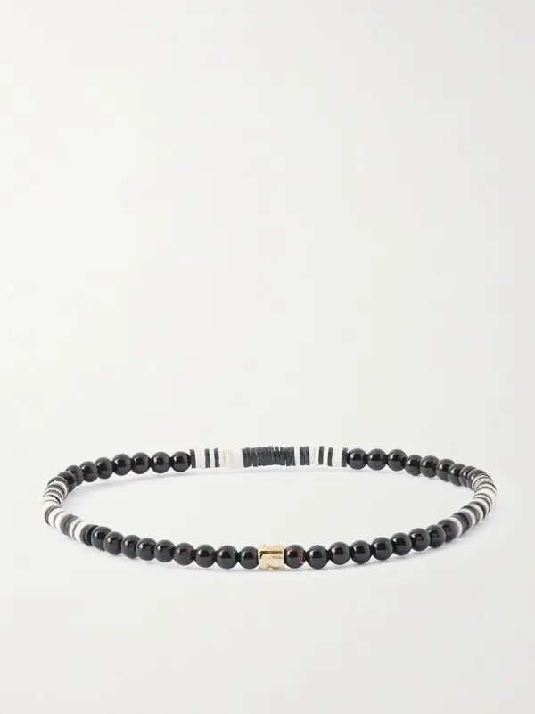 Luis Morais 14-karat Gold And Onyx Beaded Bracelet - Black