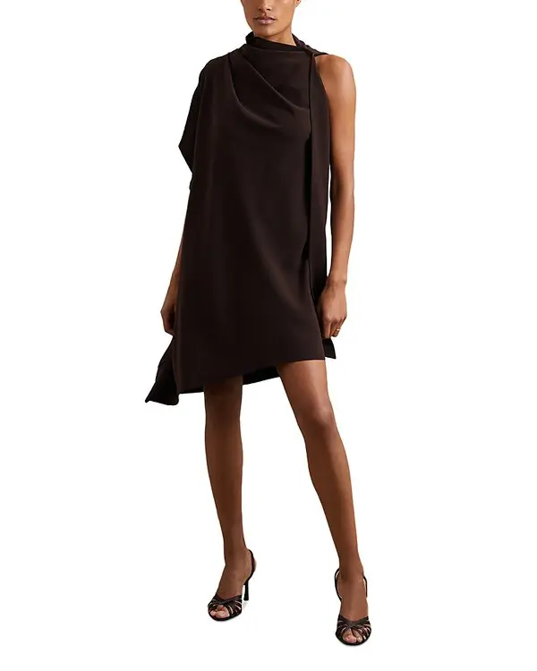 ellery drape mini dress - chocolate | 4 UK/0 US