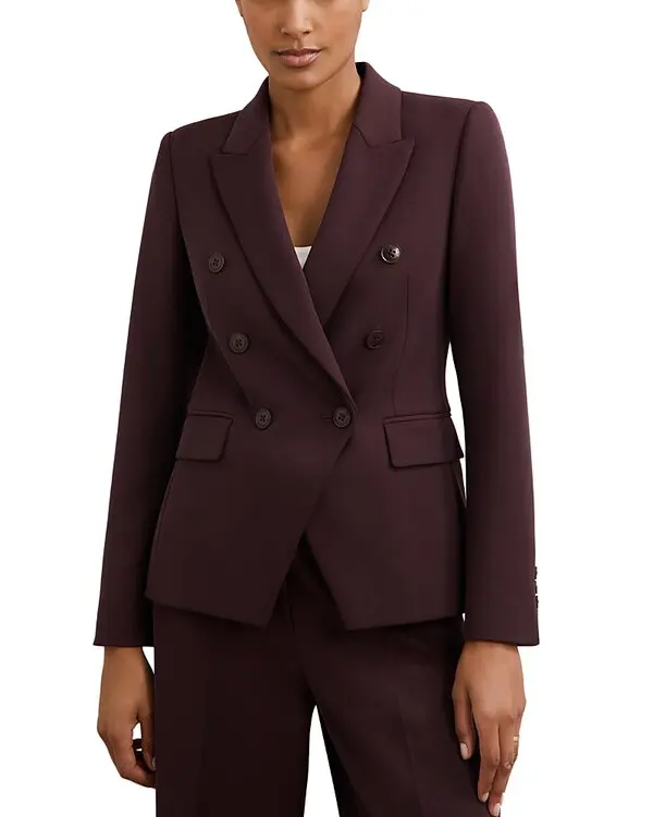REISS Petite Gabi Peak Lapel Blazer - Berry