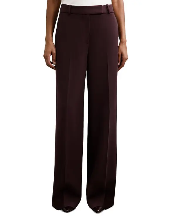 REISS Gabi Wide Leg Trousers - Berry