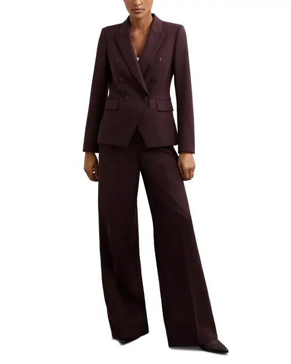 REISS Gabi Wide Leg Trousers - Berry