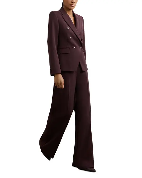 REISS Gabi Wide Leg Trousers - Berry