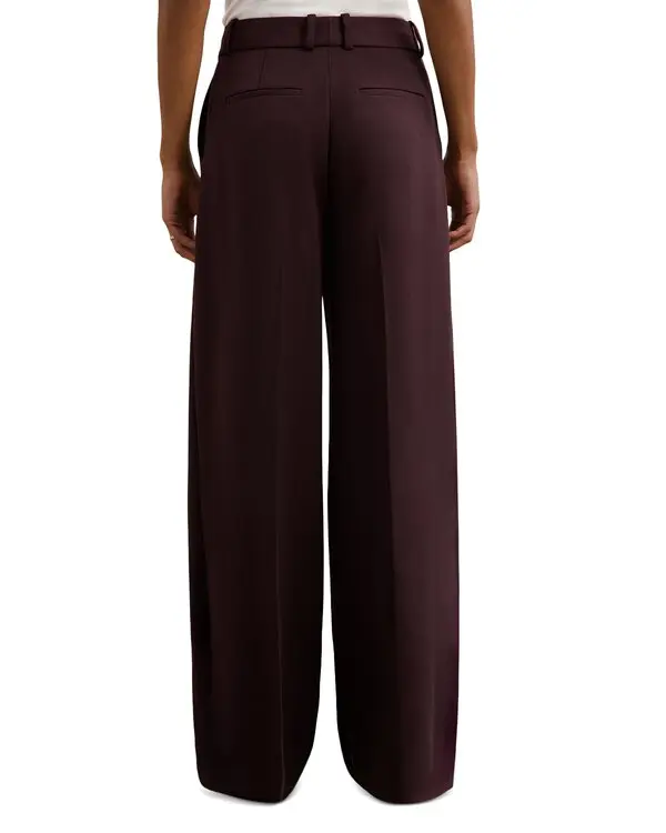 REISS Gabi Wide Leg Trousers - Berry